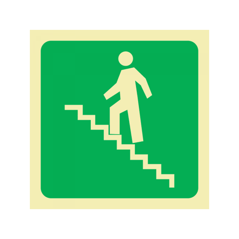 Running Man On Stairs Going Up & Left Photoluminescent Sign (Glow In ...