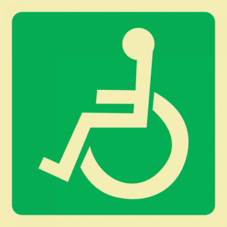 Wheelchair Access (Paraplegic) Photoluminescent Sign (Glow In The Dark)
